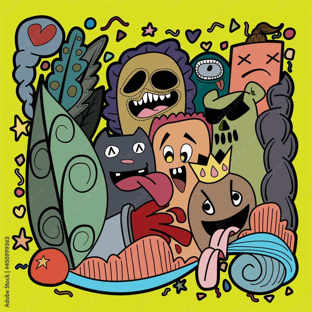 Cartoon monsters collection. set of cartoon monsters group Stock Vector ...