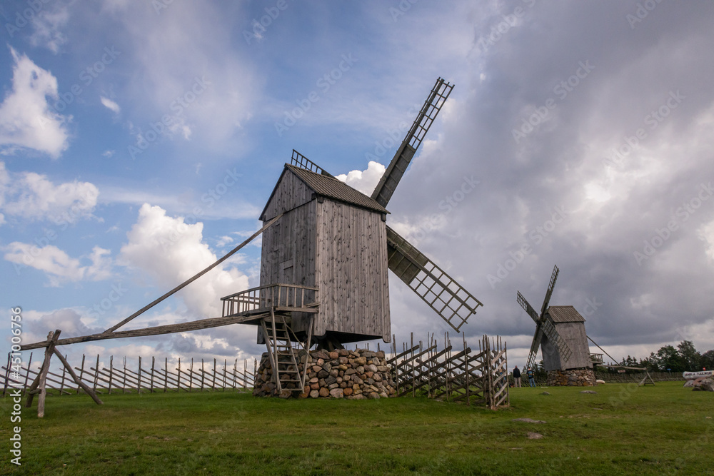 The photo of wind mills on Angla wind mill park on Saaremaa island ...