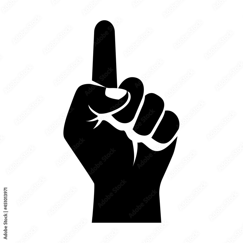 Vetor de Black silhouette one figures. Hand gestures and numbers. 1 ...