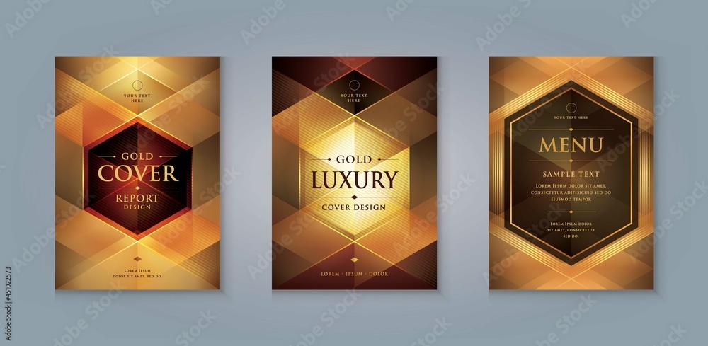 Elegant golden menu cover design template, Luxury Business invitation ...