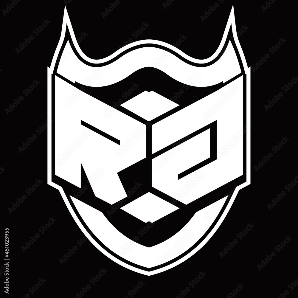 RG Logo monogram design isolated with shield shape design template ...