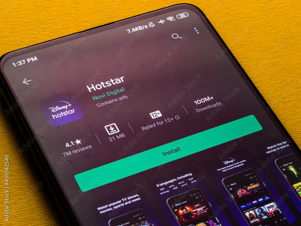 Assam, india - April 21, 2020 : Disney+ Hotstar mobile app logo - a ...