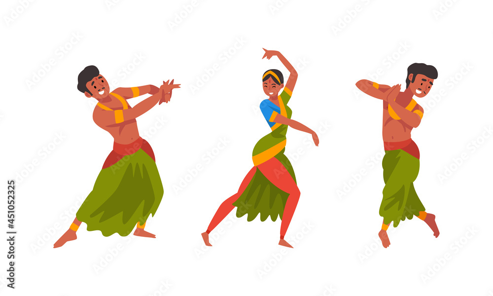 Young Man and Woman Indian Dancer with Bindi in Traditional Clothes ...
