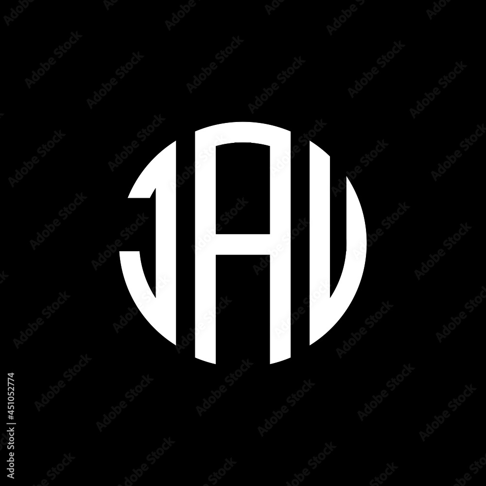 JAV letter logo design. JAV modern letter logo with black background ...