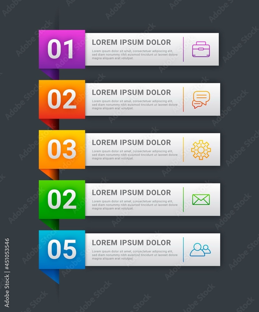 Gradient Table Contents Infographic_5 Stock Illustration | Adobe Stock