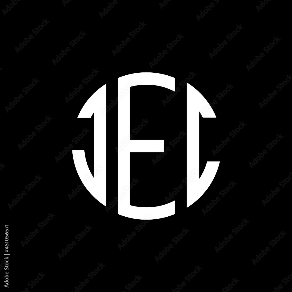 JEC letter logo design. JEC modern letter logo with black background ...