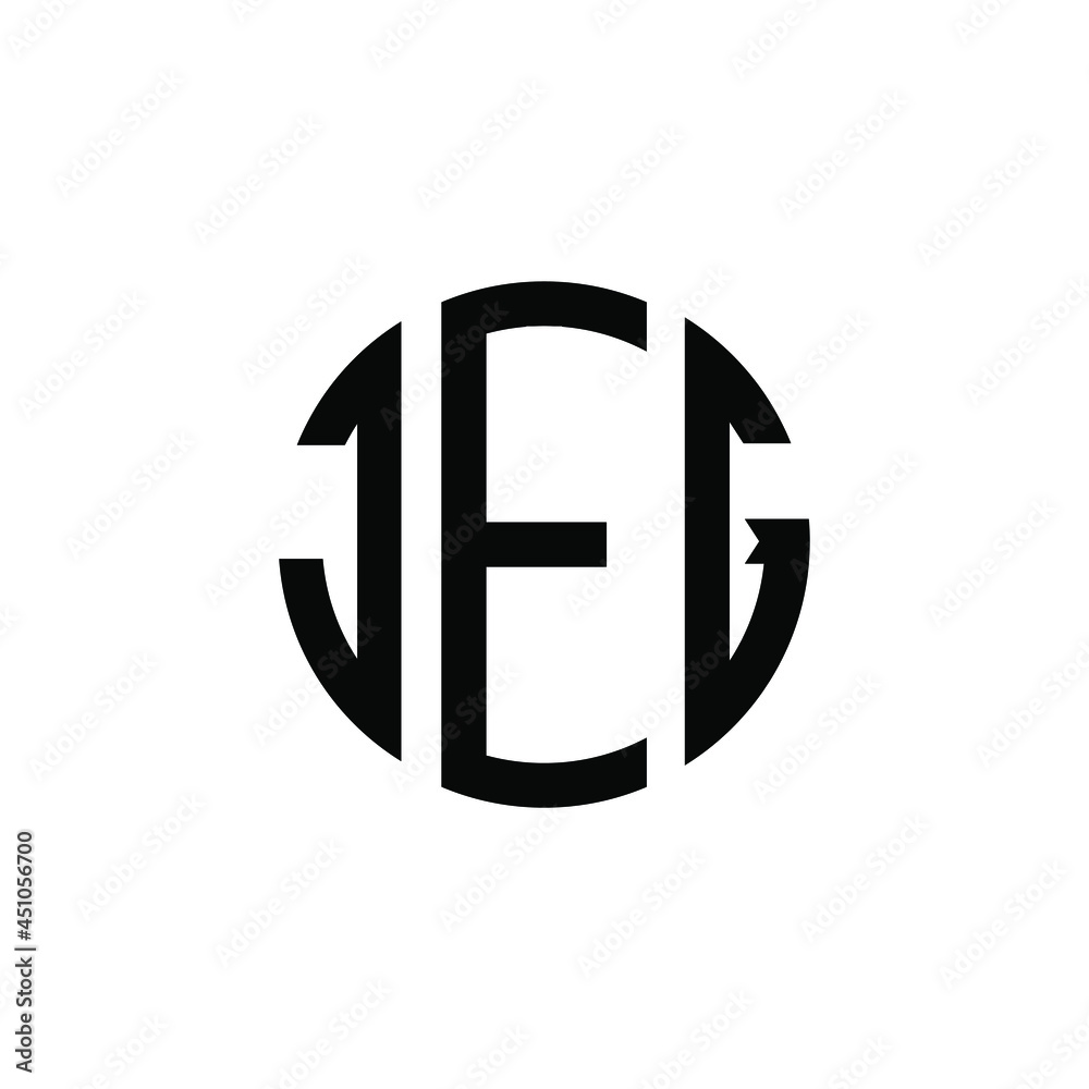 JEG letter logo design. JEG modern letter logo with black background ...