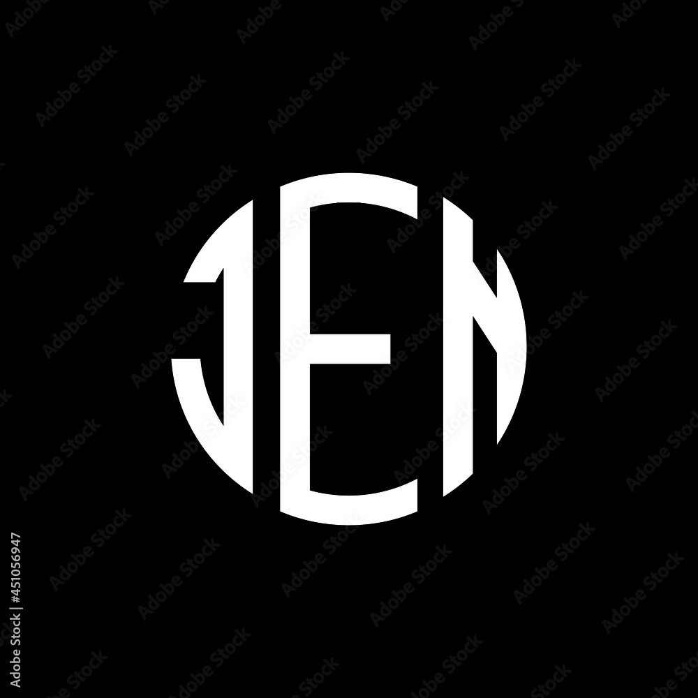 JEN letter logo design. JEN modern letter logo with black background ...