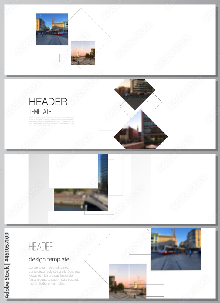 Vector layout of headers, banner design templates with geometric simple ...