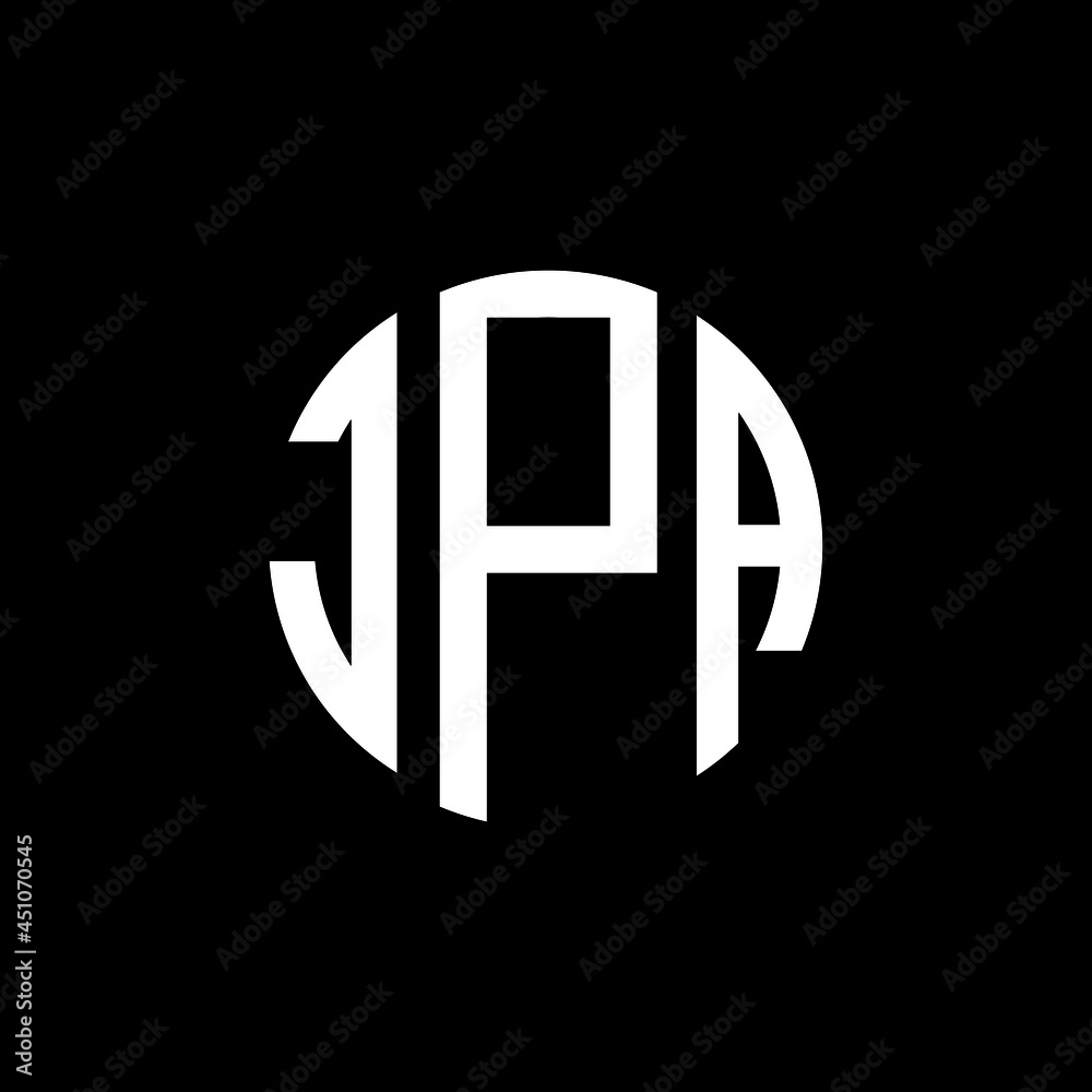 JPA letter logo design. JPA modern letter logo with black background ...