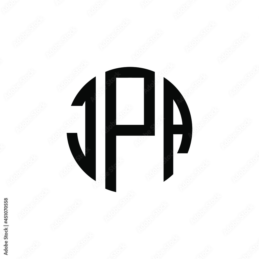JPA letter logo design. JPA modern letter logo with black background ...