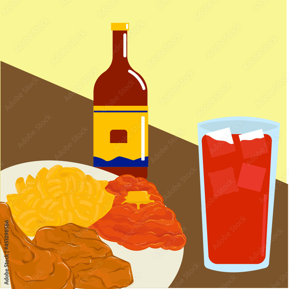 Soul food plate 3 Stock Vector | Adobe Stock