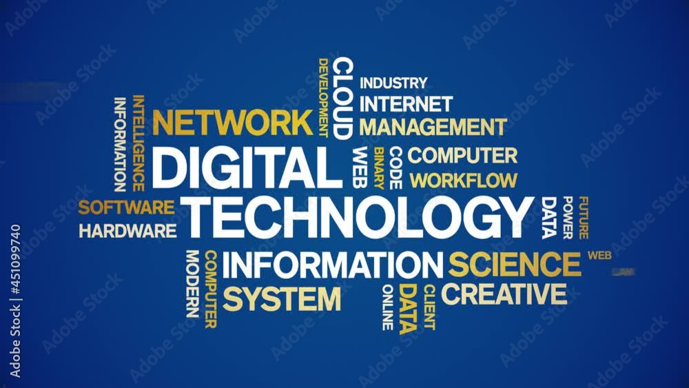 4k Digital Technology Animated Tag Word Cloud;Text Design Animation ...