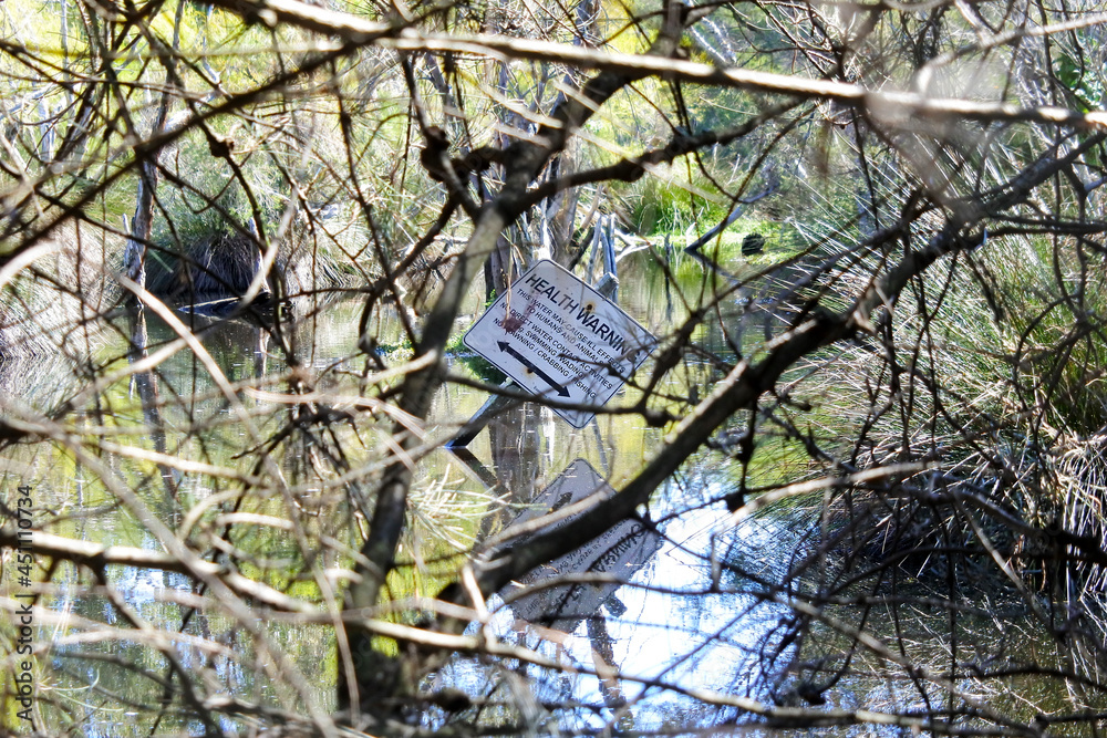 Water pollution health warning sign Stock Photo | Adobe Stock