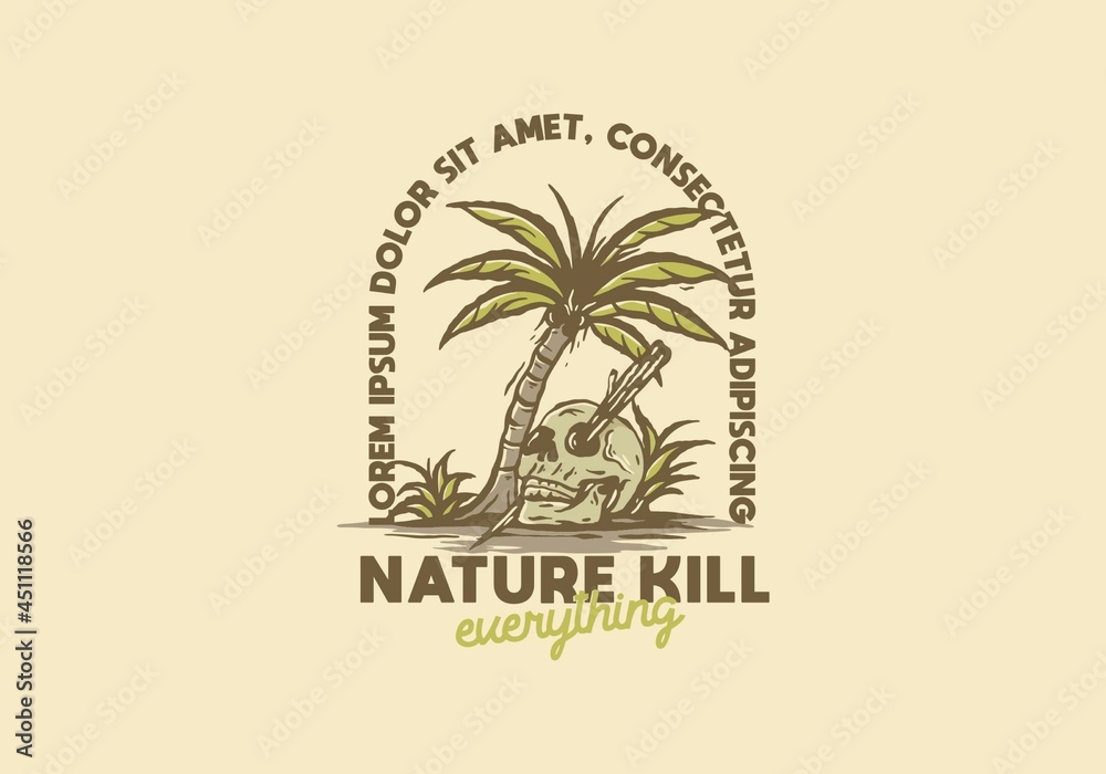 Nature kill everything skull illustration drawing Stock Vector | Adobe ...