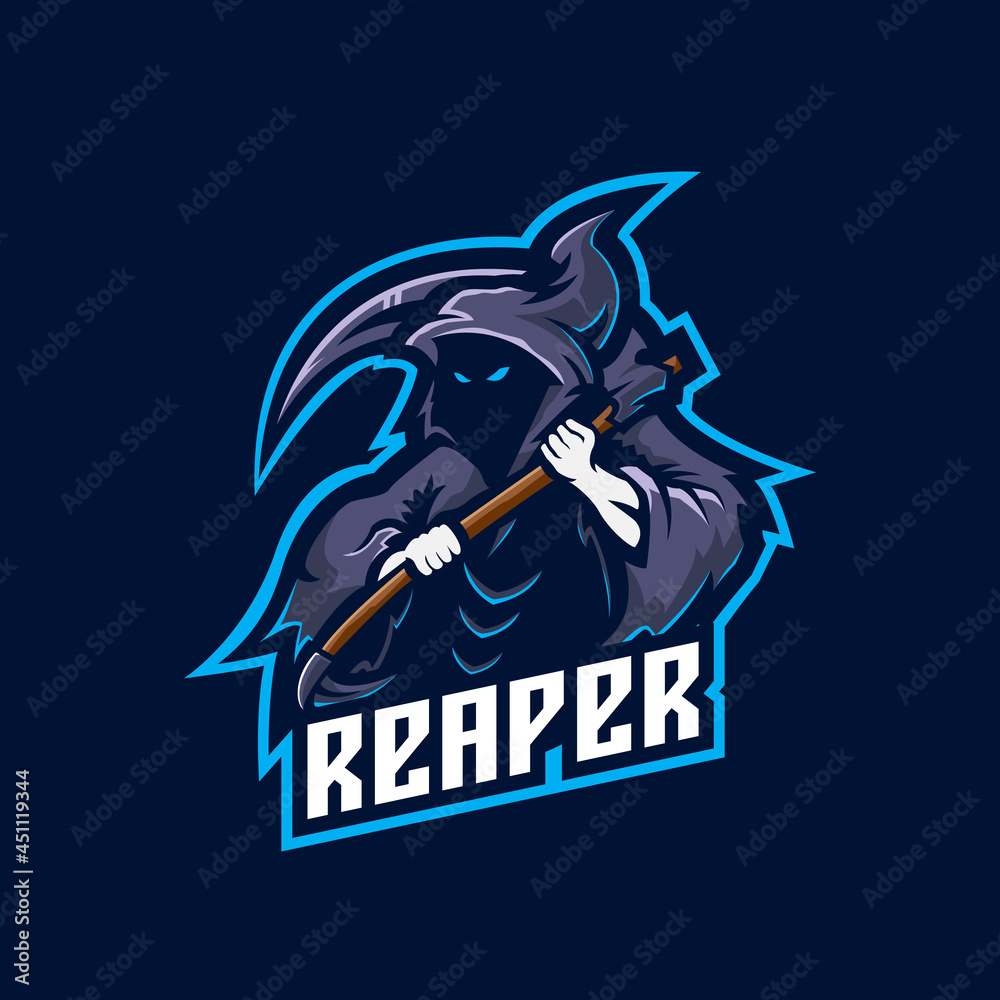 Reaper logo mascot design vector with modern illustration concept style ...