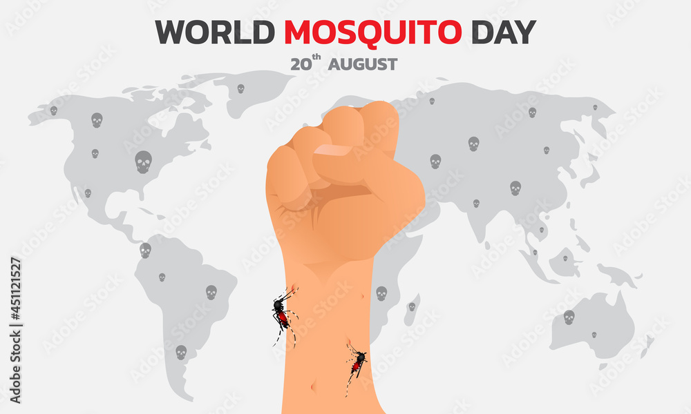 Mosquito Vector with world map Background, World Mosquito day, Malaria ...