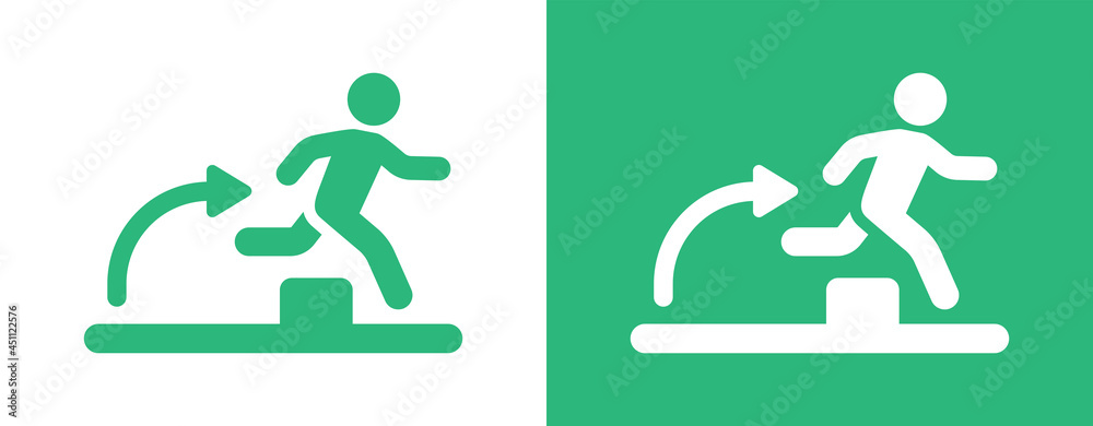 Obstacle race icon. Man jumping pass obstacle icon vector illustration ...