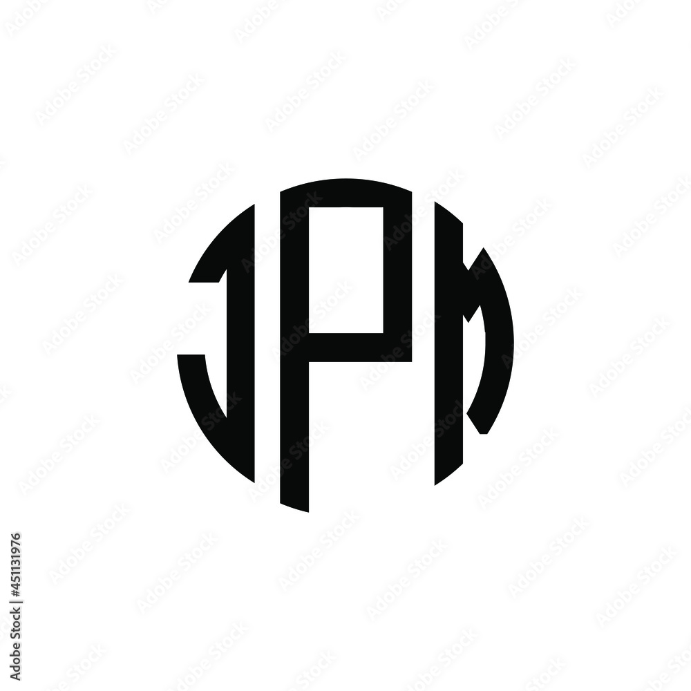 JPM letter logo design. JPM modern letter logo with black background ...