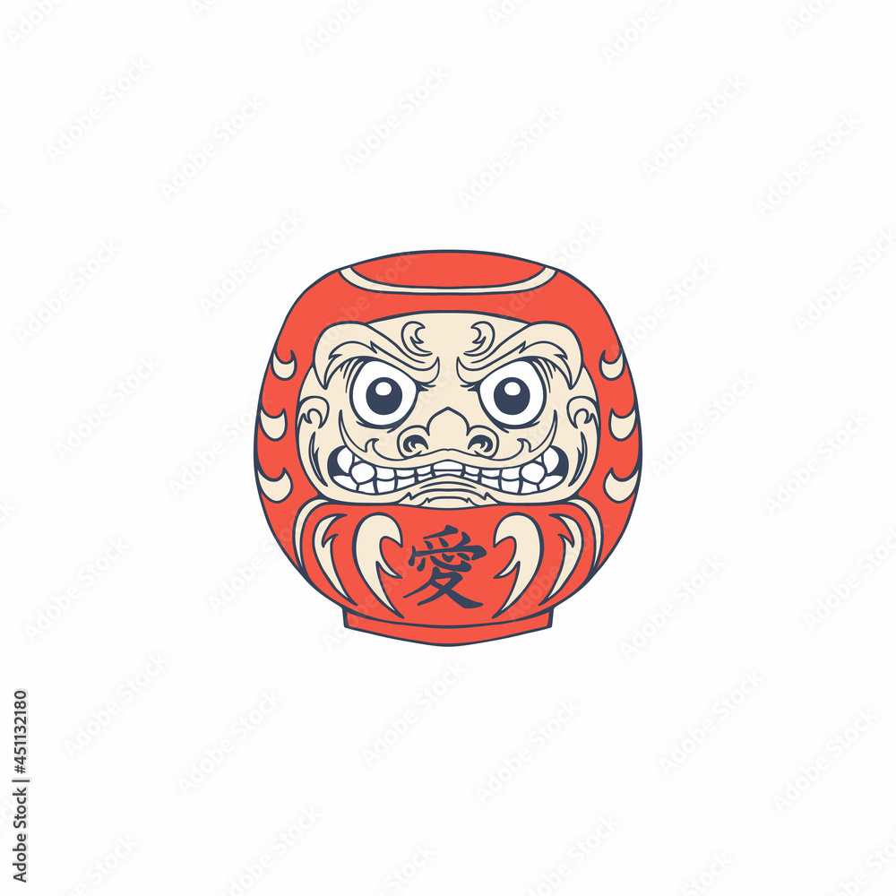 Japanese Daruma Logo Design Vector Illustration Stock Vector Adobe Stock