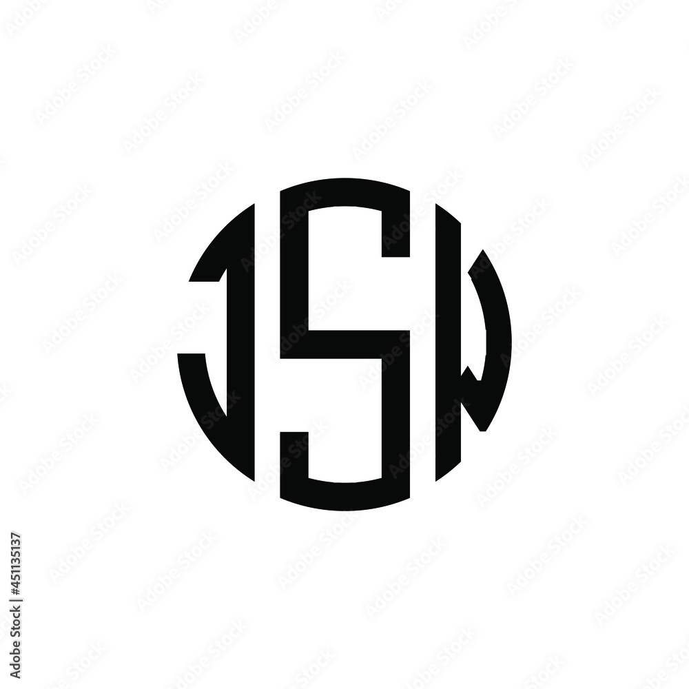 JSW letter logo design. JSW modern letter logo with black background ...