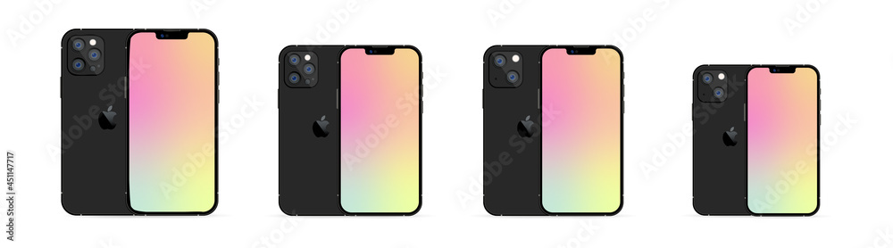 Vetor de New iPhone 13, Pro Max, Pro, Mini. Mock-up screen iphone and ...