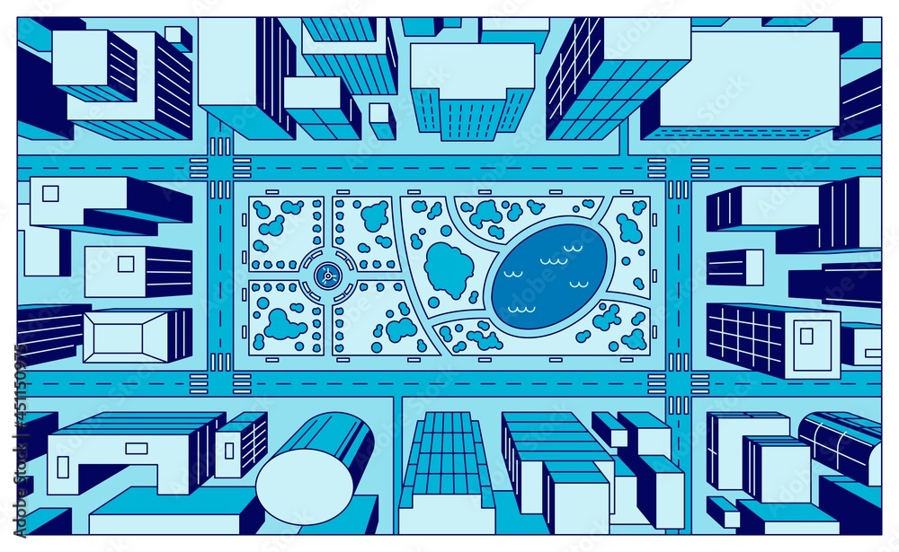 City view from above flat vector illustration Stock Vector | Adobe Stock