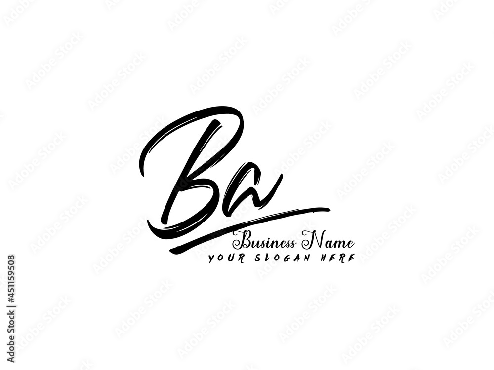 Initial BA Brush Logo, Signature ba letter Logo template vector stock ...