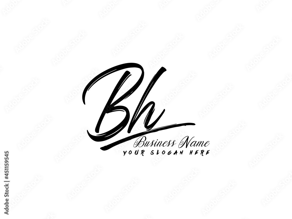 Initial BH Brush Logo, Signature bh letter Logo template vector stock ...