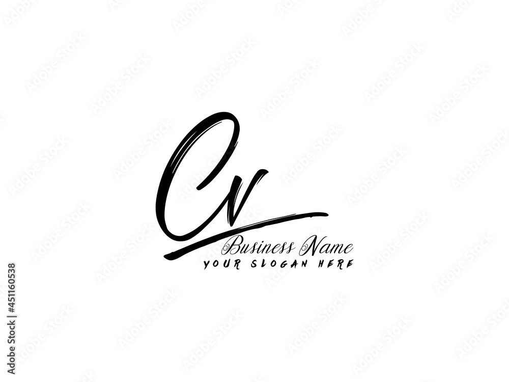 Initial CV Brush Logo, Signature cv letter Logo template vector stock ...