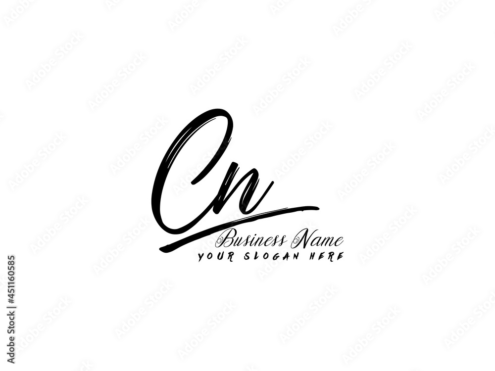Initial CN Brush Logo, Signature cn letter Logo template vector stock ...