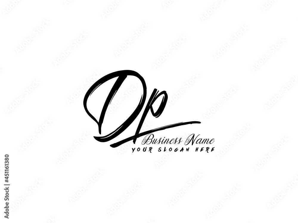 Initial DP Brush Logo, Signature dp letter Logo template vector stock ...