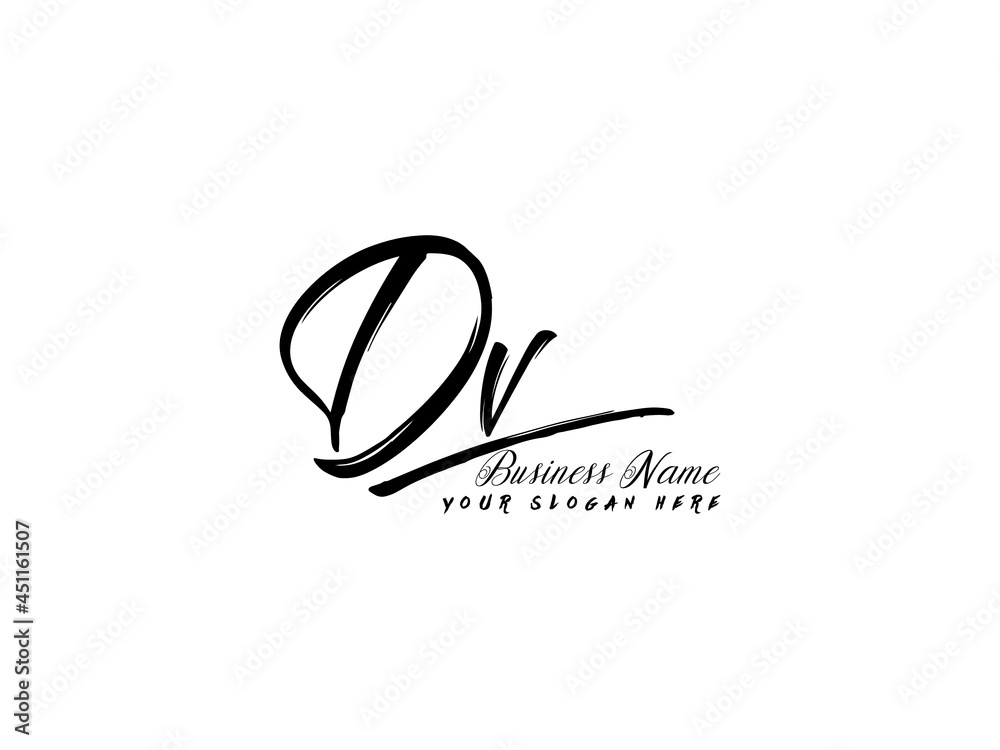 Initial DV Brush Logo, Signature dv letter Logo template vector stock ...