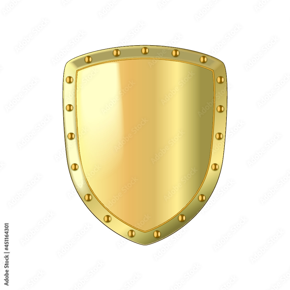 Gold shield isolated on a white background Stock Vector | Adobe Stock
