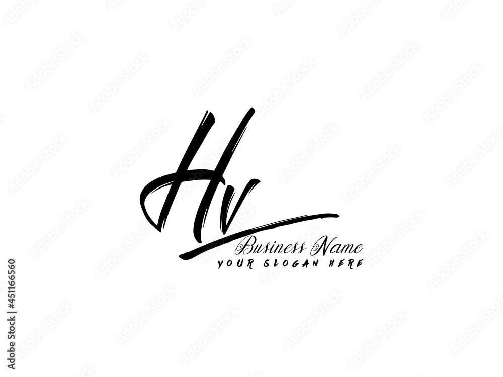 Initial HV Brush Logo, Signature hv letter Logo template vector stock ...