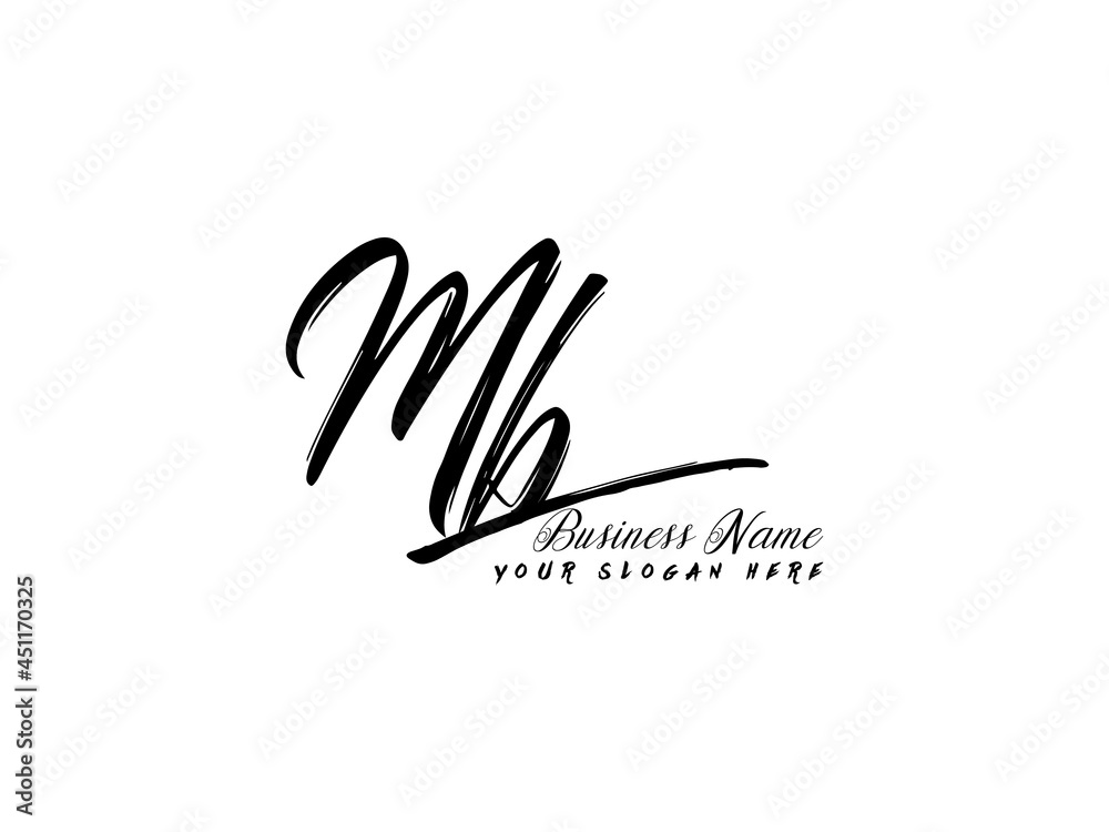 Initial MB Brush Logo, Signature mb letter Logo template vector stock ...