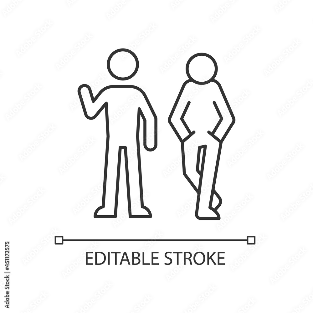 Posture in communication linear icon. Body language. Nonverbal signal ...