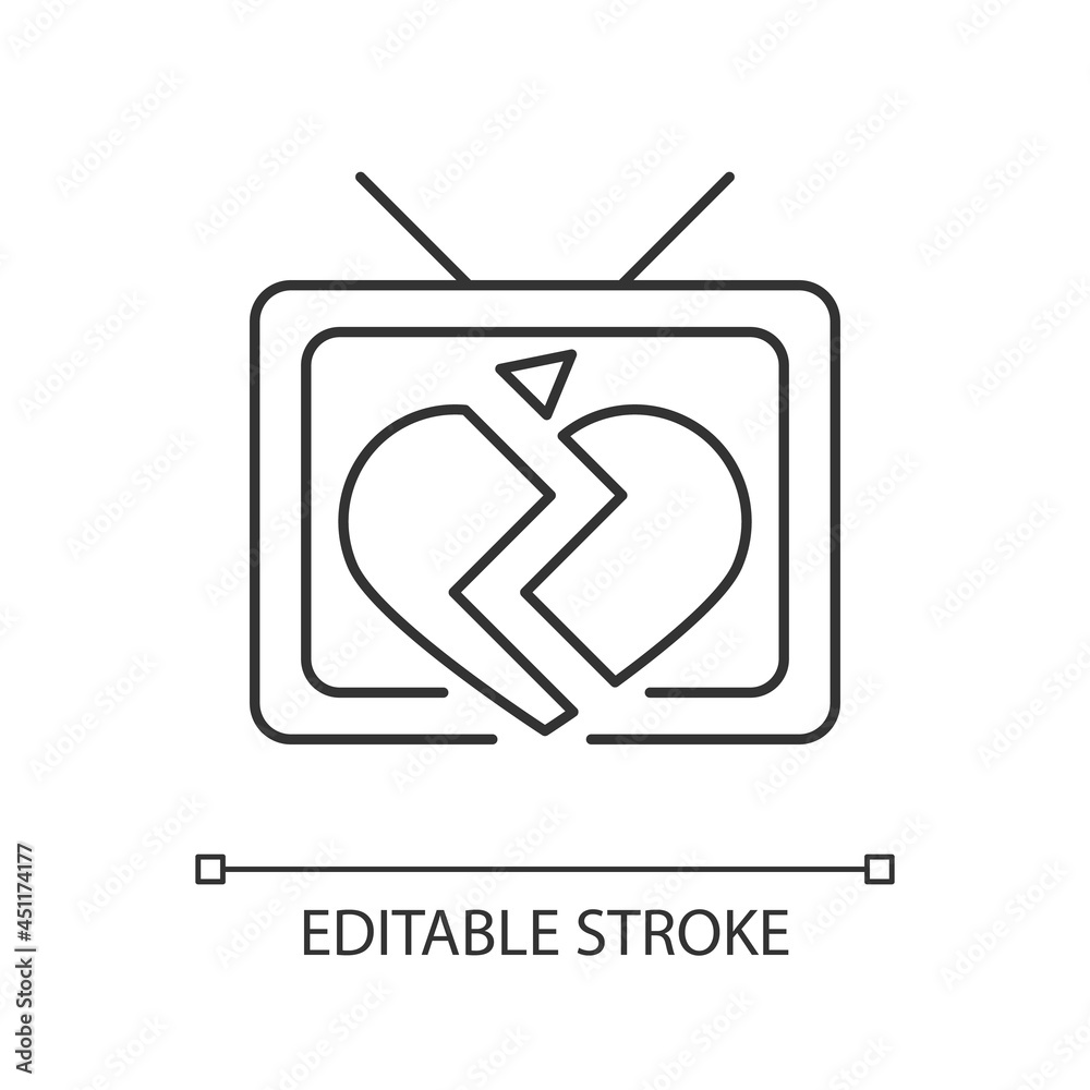 Soap opera linear icon. TV drama series. Sentival film with love plot ...