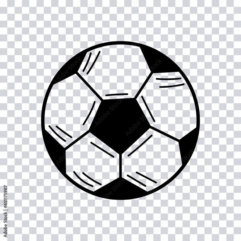 Hand drawn Soccer Ball isolated on transparent background. Sketch ...