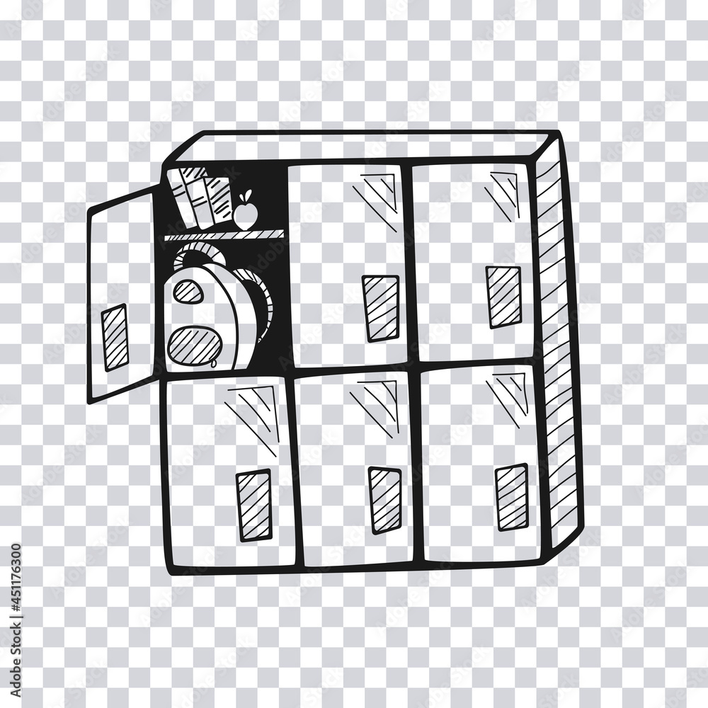 Hand drawn School Locker isolated on transparent background. Sketch ...