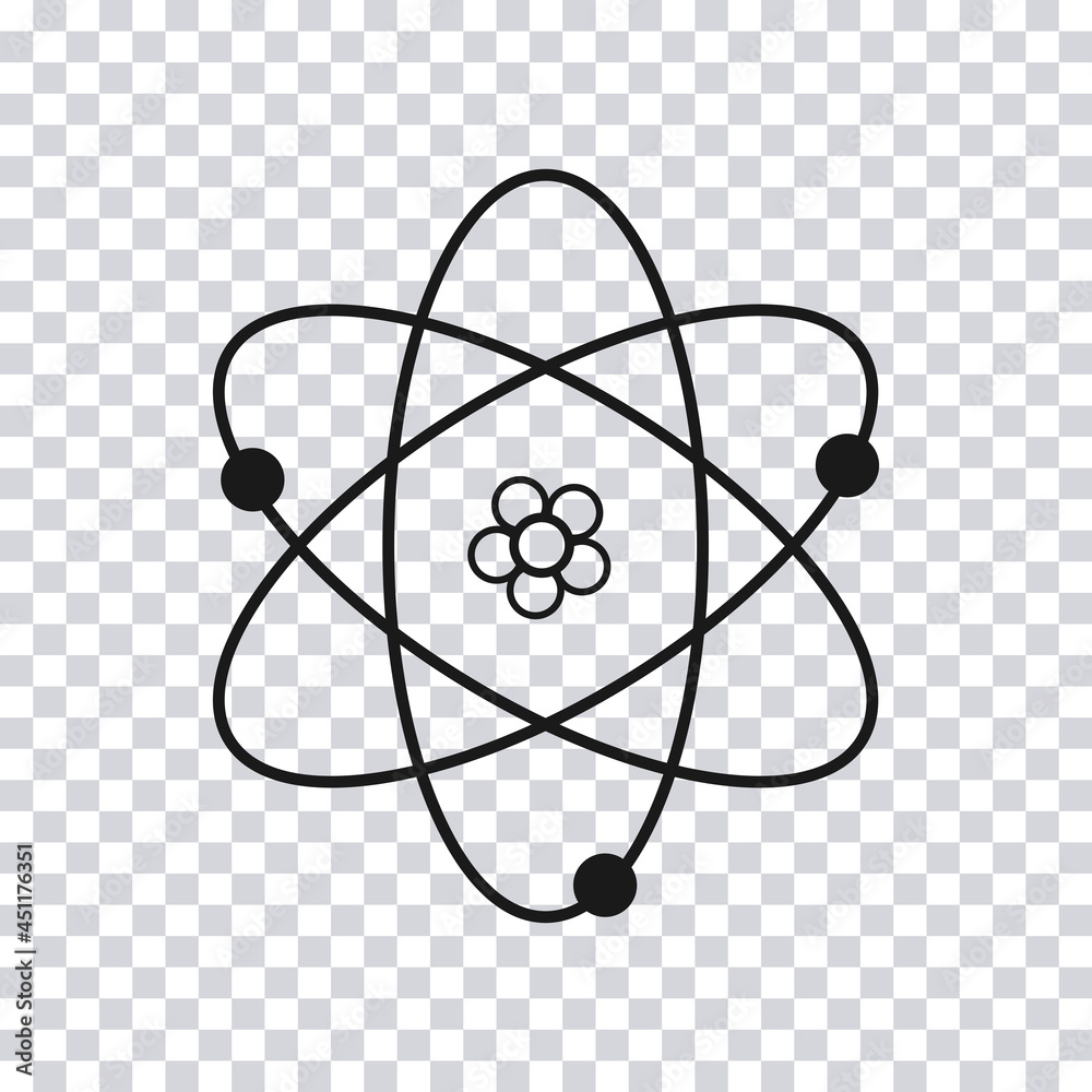 Hand drawn Atom isolated on transparent background. Sketch. Vector ...