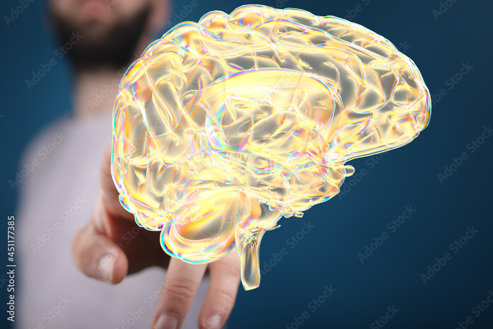 Brain. Low poly abstract digital human brain. Neural network. IQ ...