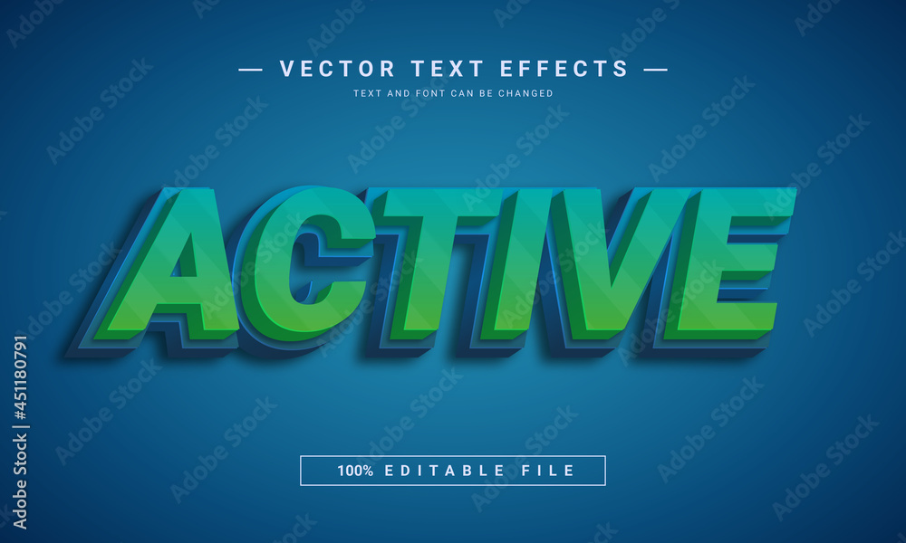 3D Active text effect - 100% editable eps file Stock Vector | Adobe Stock