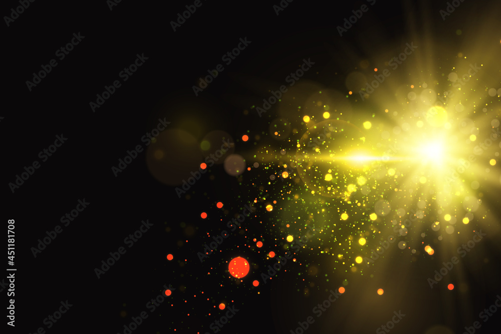 The bright light of the sun. Transparent sunlight. Front solar lens ...