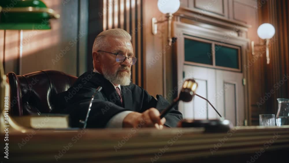 Court of Justice Trial: Portrait of Impartial Judge Reading Decision ...