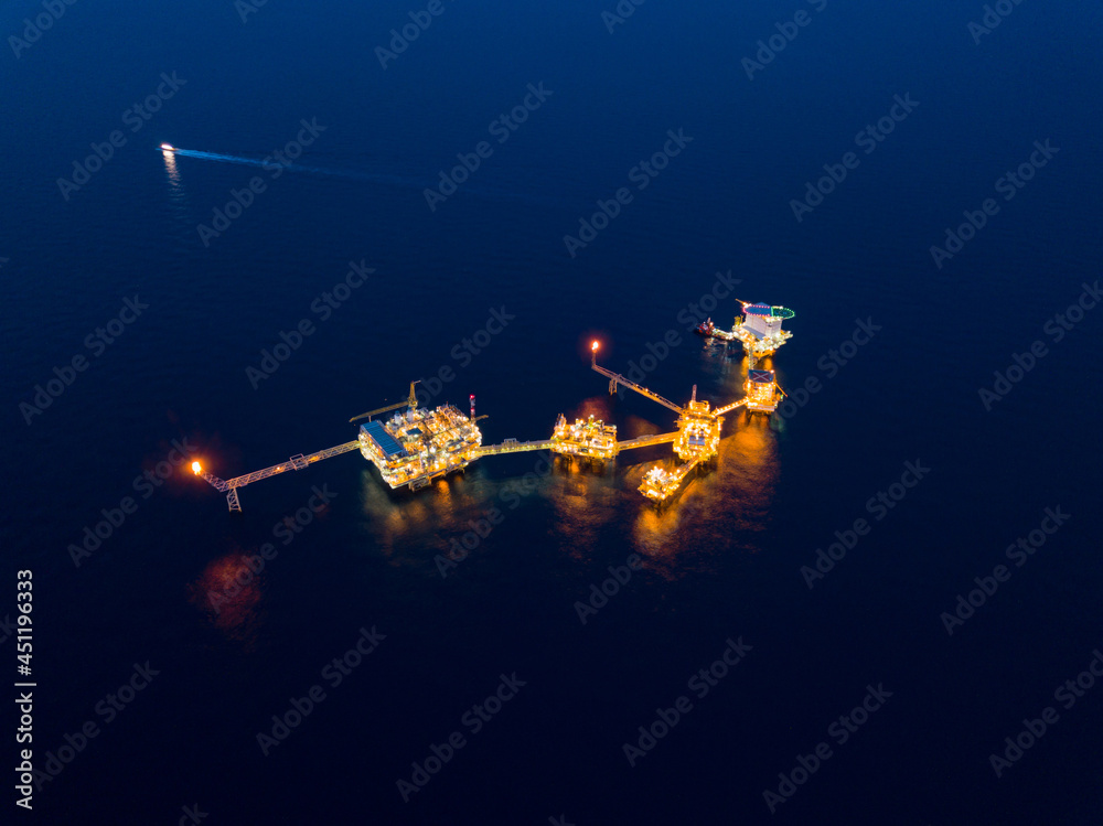 Central processing platform (cpp) in the middle of the ocean during ...