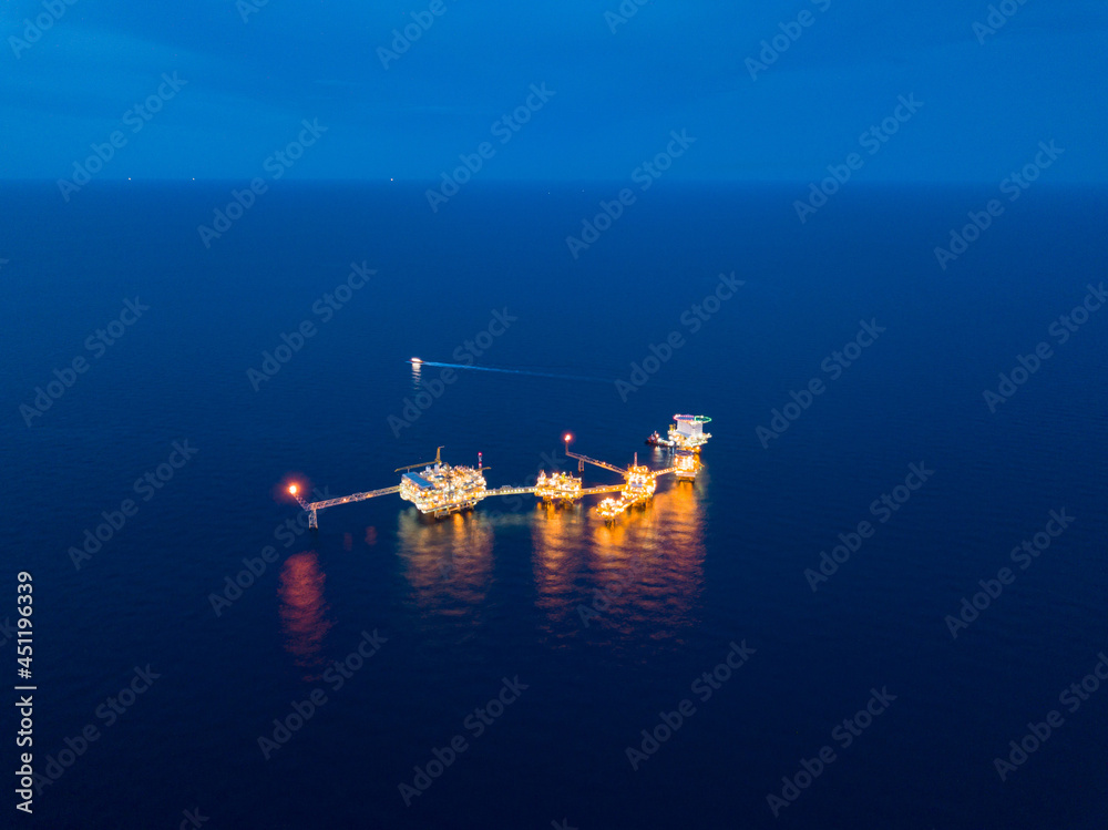 Central processing platform (cpp) in the middle of the ocean during ...