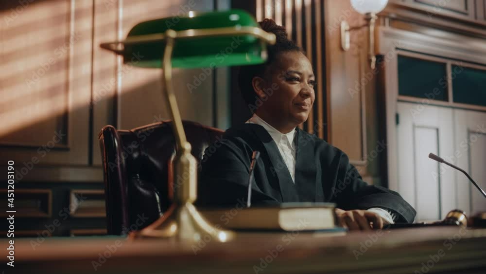 Cinematic Court of Law Trial: Humane Portrait of Impartial Smiling ...