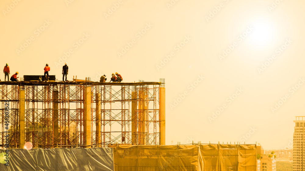 Construction of new residential high-rise buildings. Against the ...