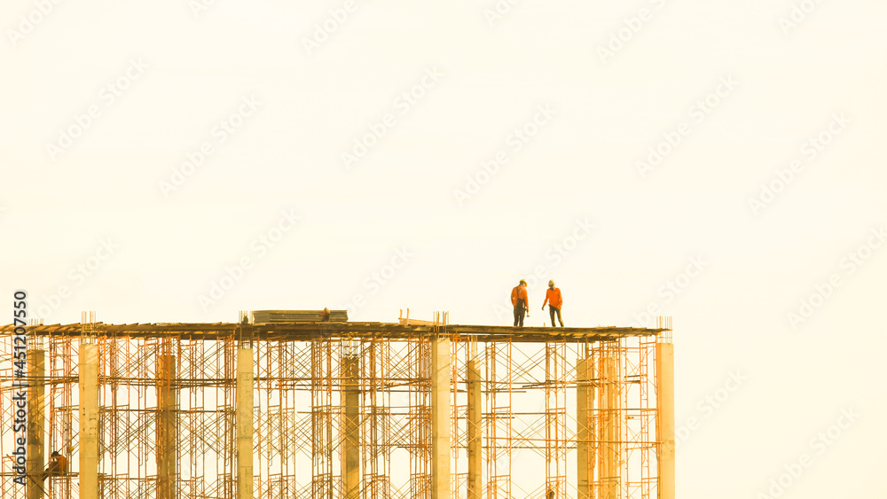 Construction of new residential high-rise buildings. Against the ...